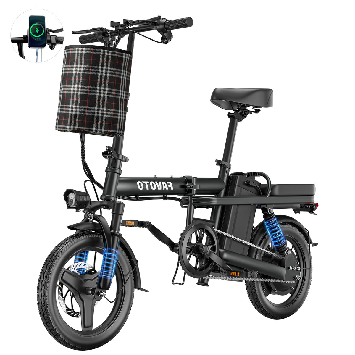 MEELOD Z9-2 14" Mini Folding Electric Bike 750W Peak Motor 48V 15.6Ah ...