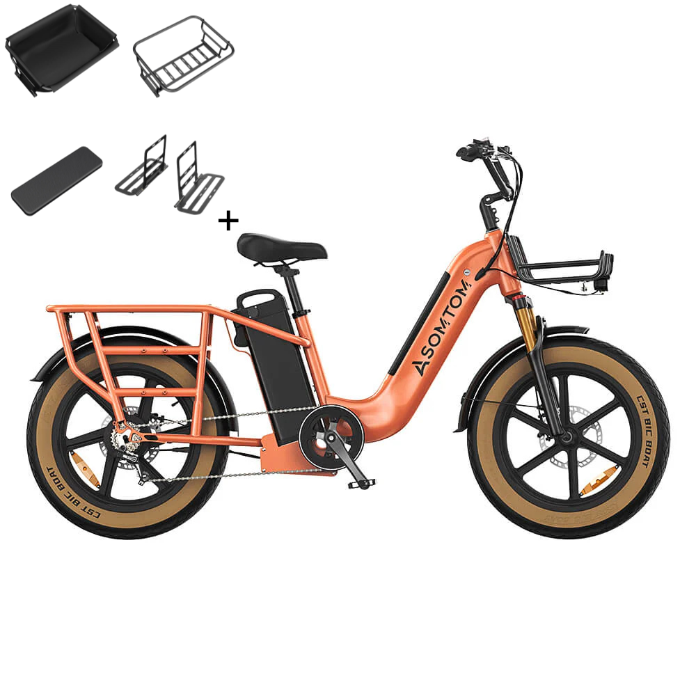 ASOMTOM MAMMOTH 20" Cargo Electric Bike 750W Motor 48V 15Ah Dual Batte ...